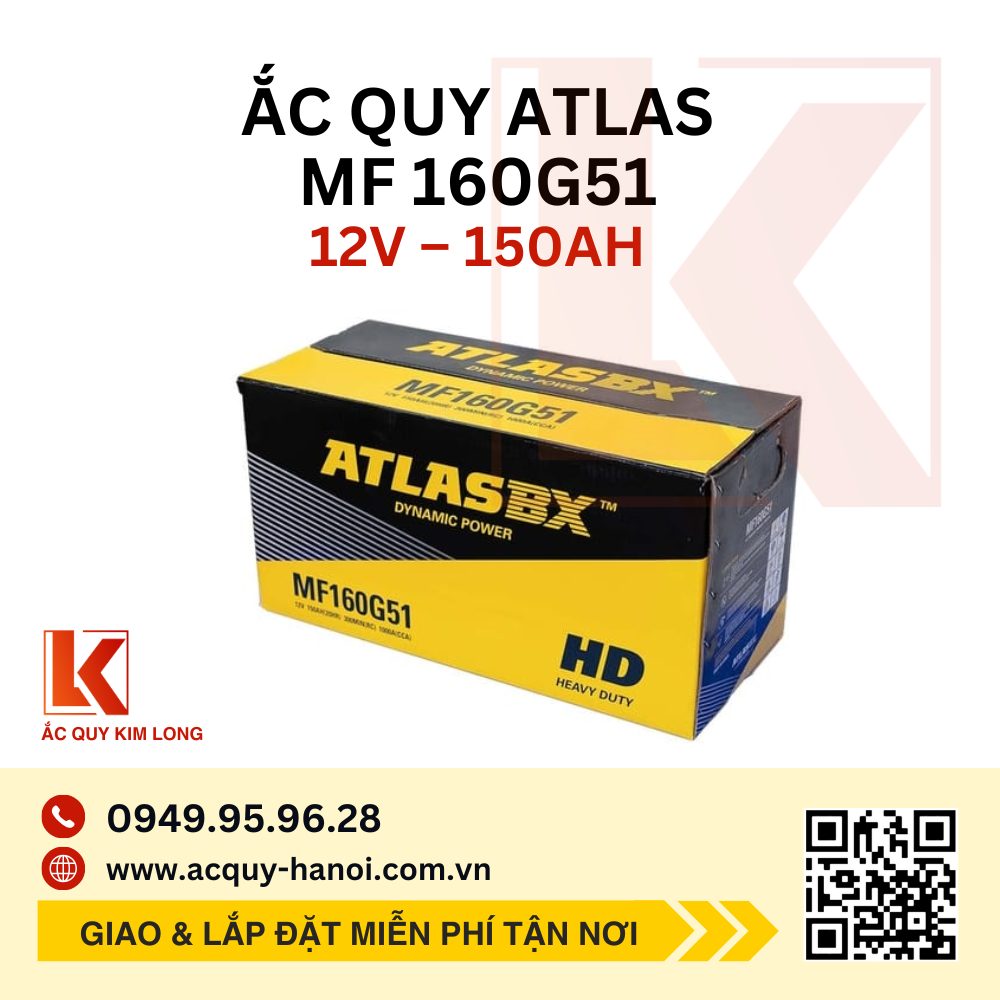 THAY ẮC QUY Ô TÔ ATLAS MF160G51 12V - 150AH - Bình Ắc Quy Chính Hãng ...